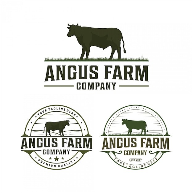 Rustic Angus Cattle Silhouette Logo for Authentic Farm | Jiffy Designs