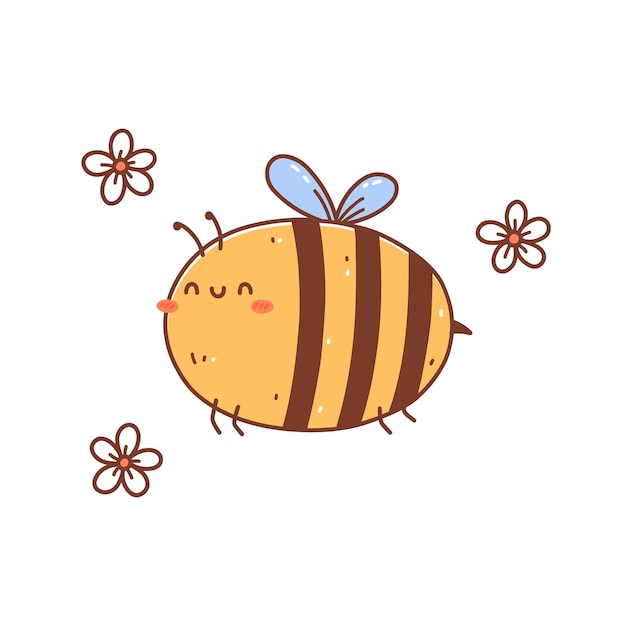 Cute Cartoon Honey Bee Surrounded by Flowers | Jiffy Designs
