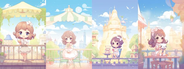 Whimsical Carnival Scenes with Charming Chibi Characters | Jiffy Designs