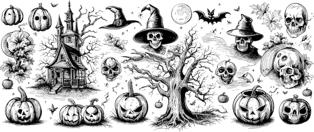 Haunting Halloween Illustrations: A Spooky Sketch Collection | Jiffy ...