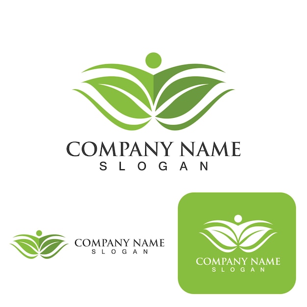 Vibrant Green Leaf Emblem with Stylized Human Figure | Jiffy Designs