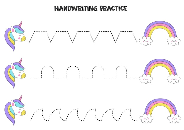 Enchanting Unicorn and Rainbow Handwriting Practice | Jiffy Designs