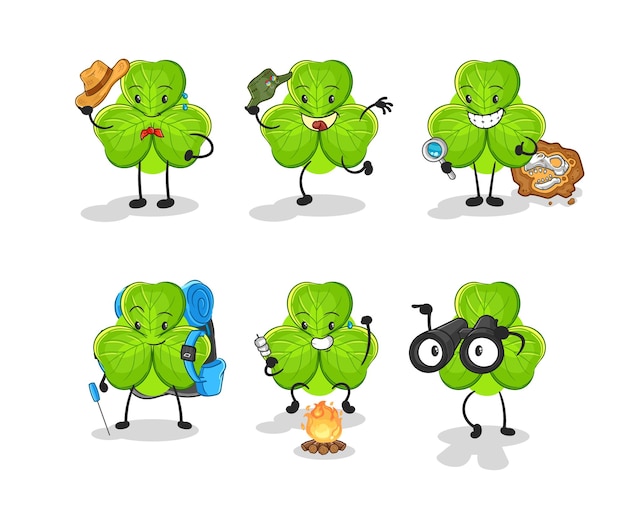 Charming Collection of Playful Shamrock Characters in Diverse Poses ...