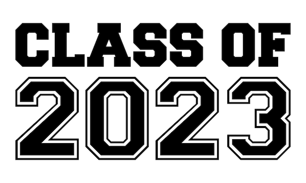 Stylish Graduation Year 2023 Text in Black and White | Jiffy Designs