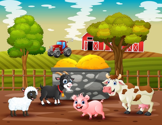 Cheerful Farm Scene with Tractor and Playful Farm Animals | Jiffy Designs