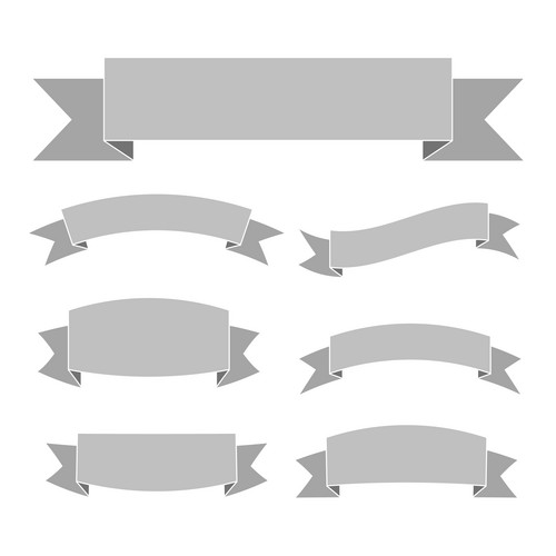 Gray Ribbon Banners Set. Vintage Decoration Elements Isolated On White ...