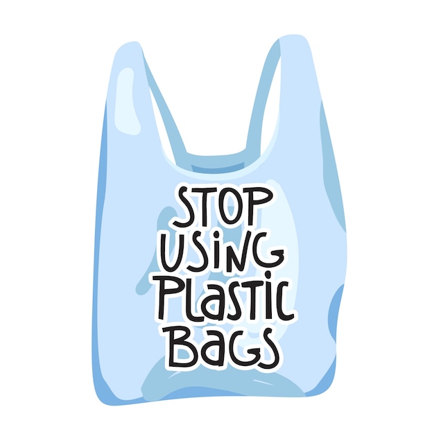 Vibrant Blue Plastic Bag with Handwritten Anti-Plastic Message | Jiffy ...