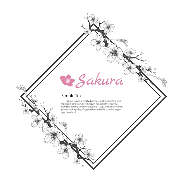Elegant Floral Frame with Sakura Text Illustration | Jiffy Designs