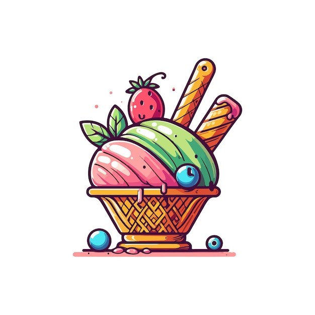 Vibrant Ice Cream Sundae with Delightful Toppings | Jiffy Designs