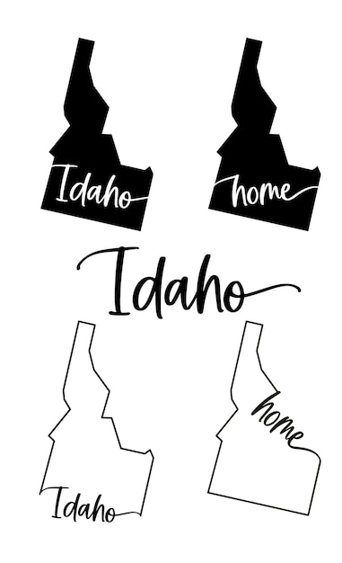Silhouettes of Idaho State with Handwritten 'Home' Text | Jiffy Designs