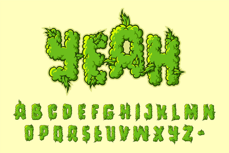 Alphabet Weed Cannabis Cartoon Vector | Jiffy Designs