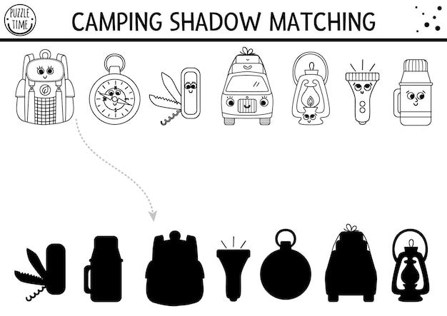 Camping Gear Shadow Matching Game | Jiffy Designs