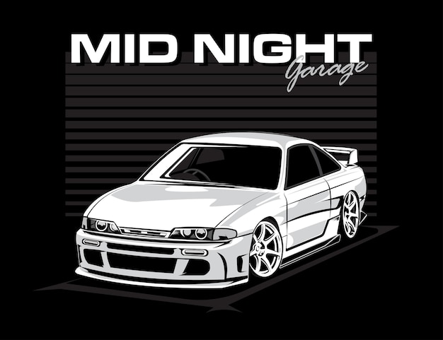 Sleek Midnight Racer: Powerful Sports Car in Monochrome | Jiffy Designs