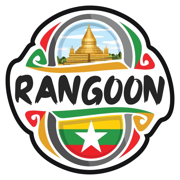 Vibrant Emblem Celebrating the Iconic Shwedagon Pagoda of Rangoon ...