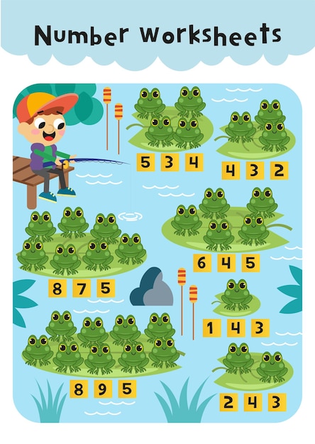 Cheerful Frog-Filled Number Worksheets for Playful Learning | Jiffy Designs
