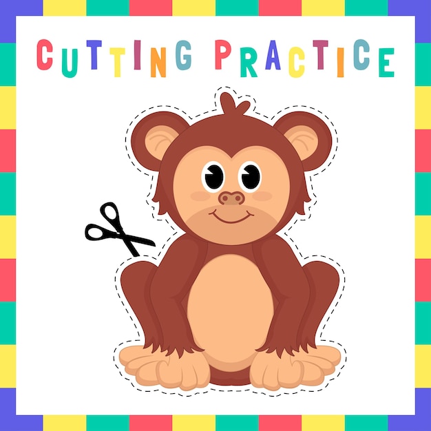 Adorable Monkey Cutting Practice for Kids | Jiffy Designs