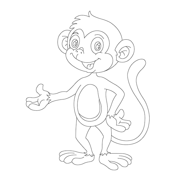 Playful Primate in Whimsical Outline Drawing | Jiffy Designs