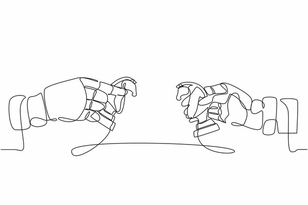 Powerful Robotic Hands Grasping in Continuous Line Art | Jiffy Designs