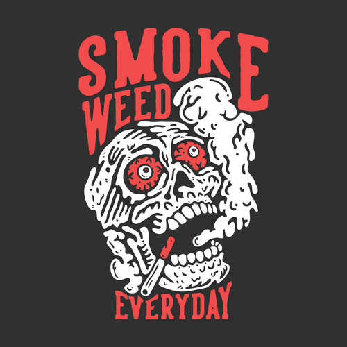 T Shirt Design Smoke Weed Everyday With Skull Doing Smoking With Gray ...
