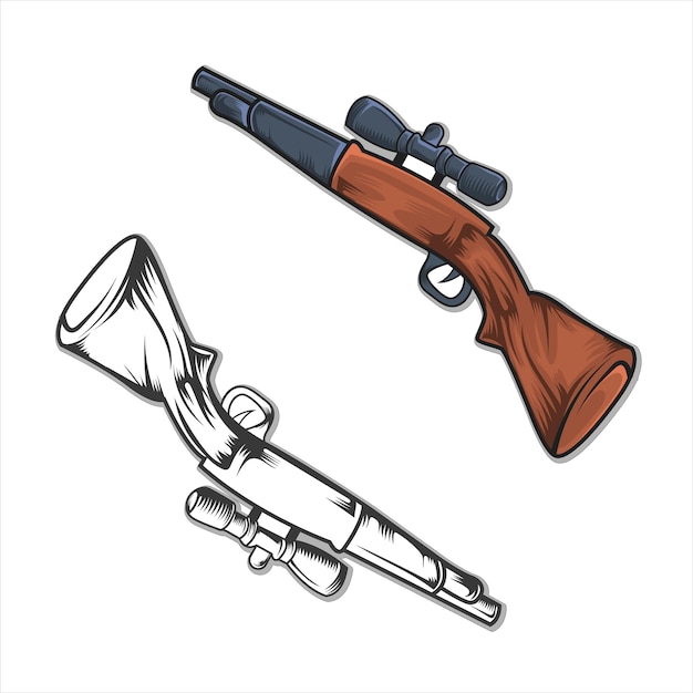 Detailed Rifle and Scope Illustration for Versatile Designs | Jiffy Designs