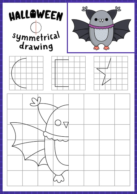 Symmetrical Halloween Bat Drawing Collection with Templates | Jiffy Designs