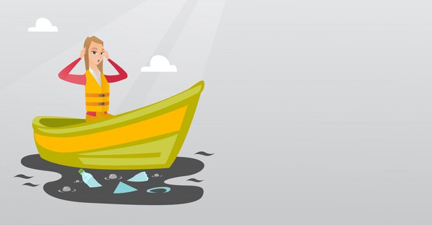 Adventurous Woman Navigates Choppy Waters in Vibrant Boat | Jiffy Designs