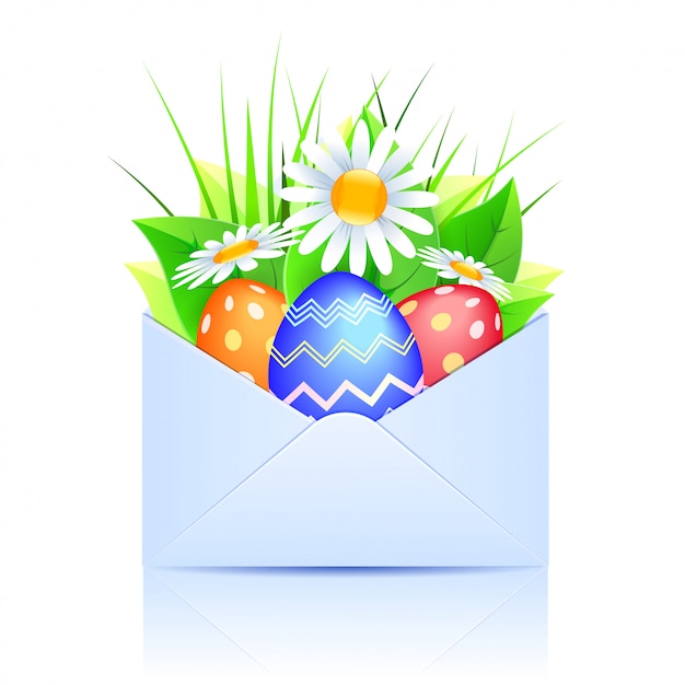 Vibrant Easter Envelope with Colorful Eggs and Blooming Flowers | Jiffy ...
