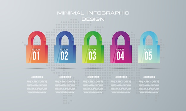 Vibrant Padlock Infographic with Numbered Steps and Descriptions ...