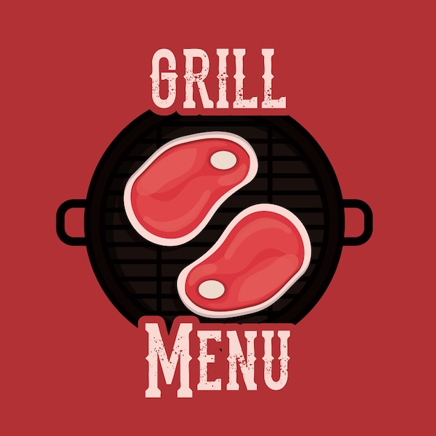 Grill Menu Design with Sizzling Steak Illustration | Jiffy Designs