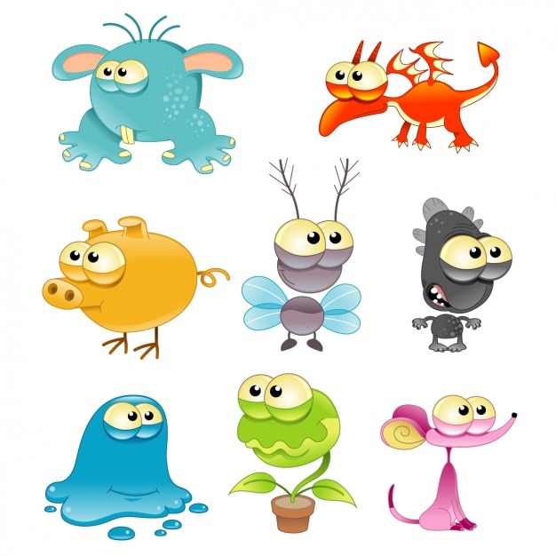 Vibrant Collection of Quirky Cartoon Creature Characters and Monsters ...
