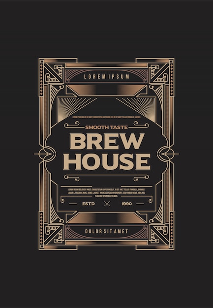 Vintage Brew House Signage with Art Deco Inspired Design | Jiffy Designs