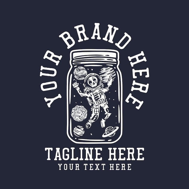 Vintage Astronaut in Jar Logo with Customizable Tagline | Jiffy Designs