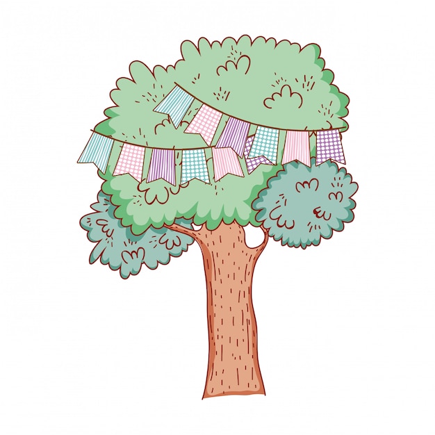 Whimsical Tree with Colorful Hanging Flags | Jiffy Designs