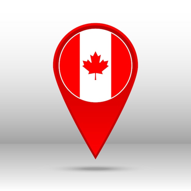 Vibrant Canadian Flag Map Marker with Maple Leaf Symbol | Jiffy Designs