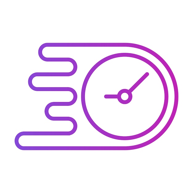 Stylized Purple Clock Icon with Curved Lines | Jiffy Designs