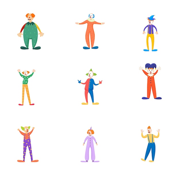 Vibrant Clowns in Playful Poses: A Circus-Inspired Illustration | Jiffy ...