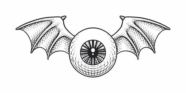 Intricate Winged Eyeball in Detailed Engraved Illustration | Jiffy Designs