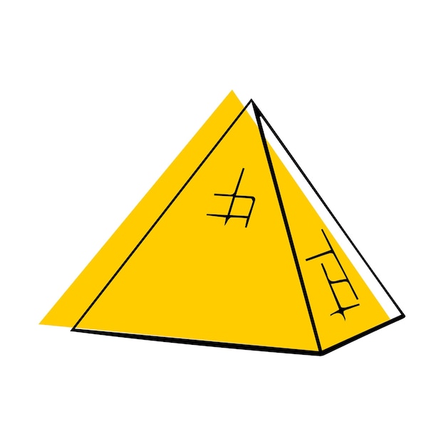 Vibrant Yellow Pyramid with Unique Symbols | Jiffy Designs