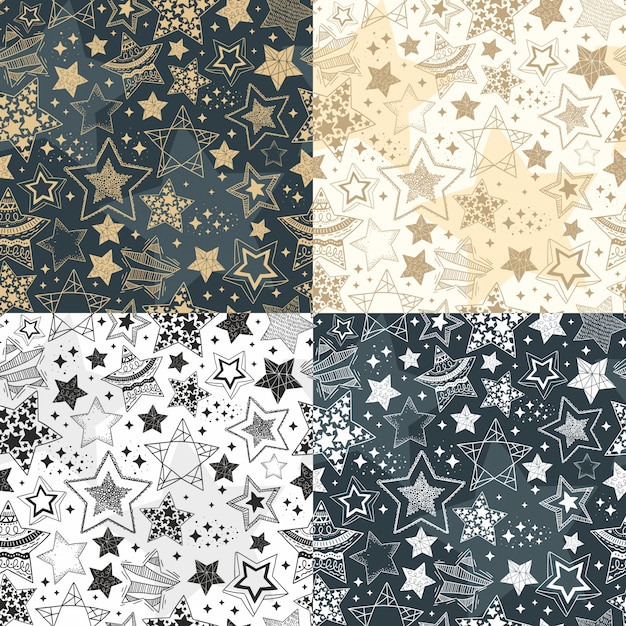 Celestial Star Pattern Collection with Vintage and Modern Styles ...