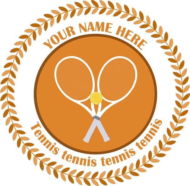 Personalized Tennis Racket Emblem with Laurel Wreath | Jiffy Designs