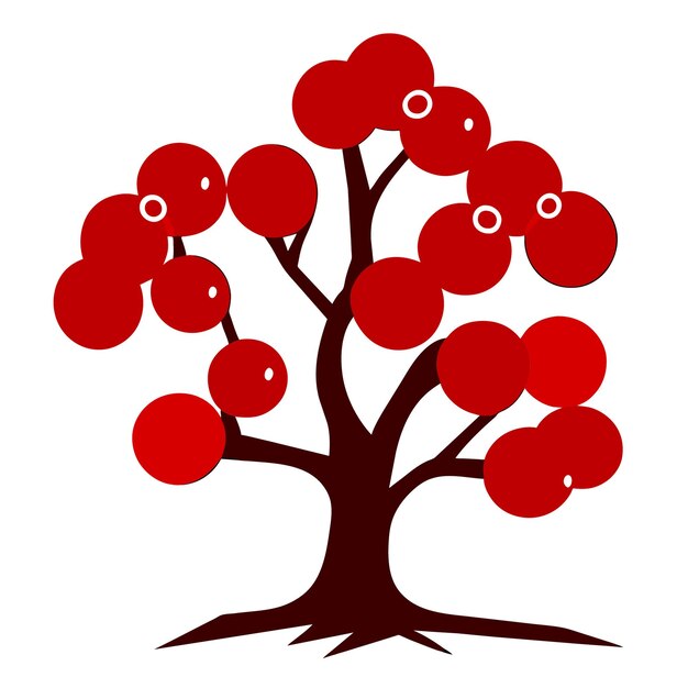 Vibrant Red Orb Tree Silhouette | Jiffy Designs