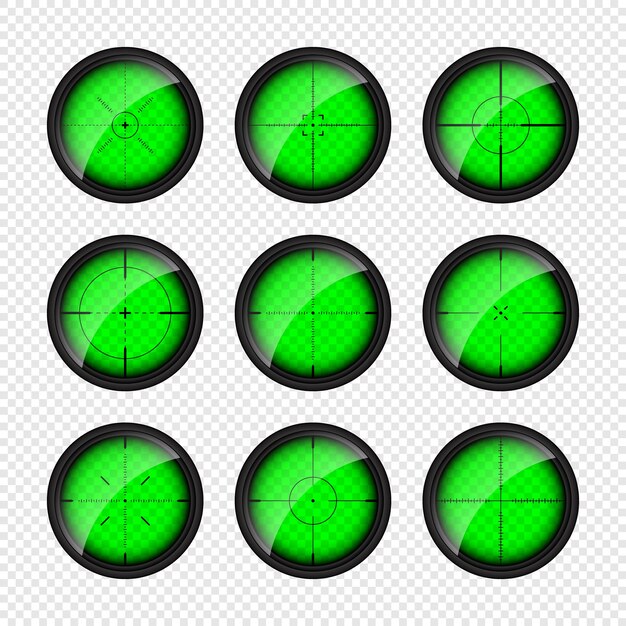Diverse Collection of Green Radar Scopes with Crosshairs | Jiffy Designs