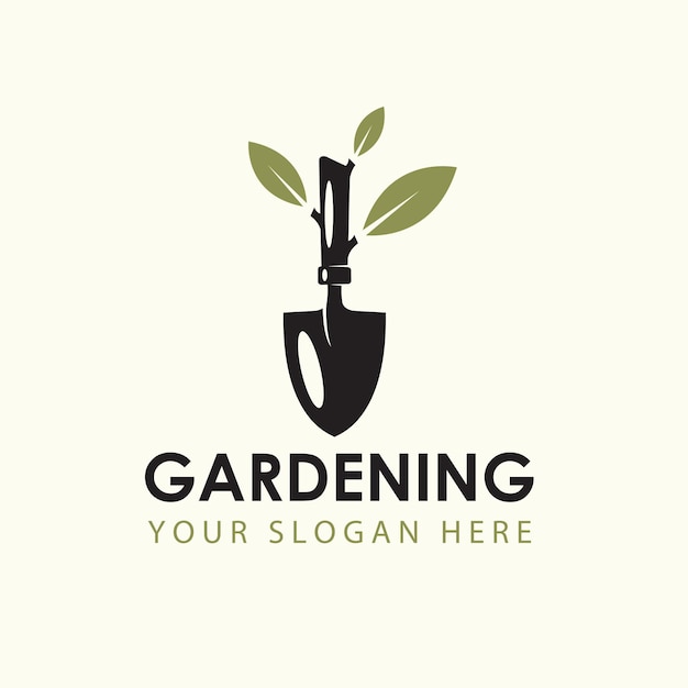 Minimalist Gardening Logo with Shovel and Plant Illustration | Jiffy ...