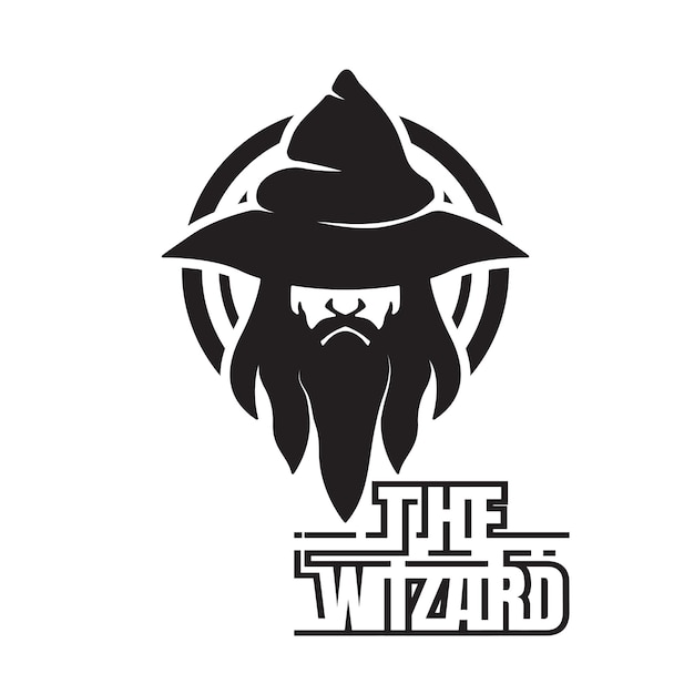 Mystical Wizard Emblem with Flowing Beard and Robe | Jiffy Designs