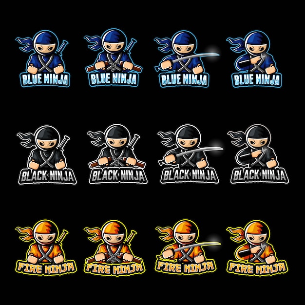 Diverse Collection of Stylized Ninja Character Logos | Jiffy Designs