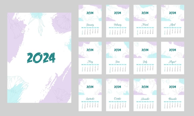 Vibrant 2024 Calendar with Soft Pastel Brushstrokes | Jiffy Designs