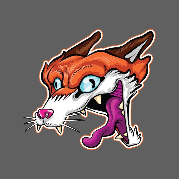 Ferocious Cartoon Fox with Bared Teeth and Vibrant Colors | Jiffy Designs