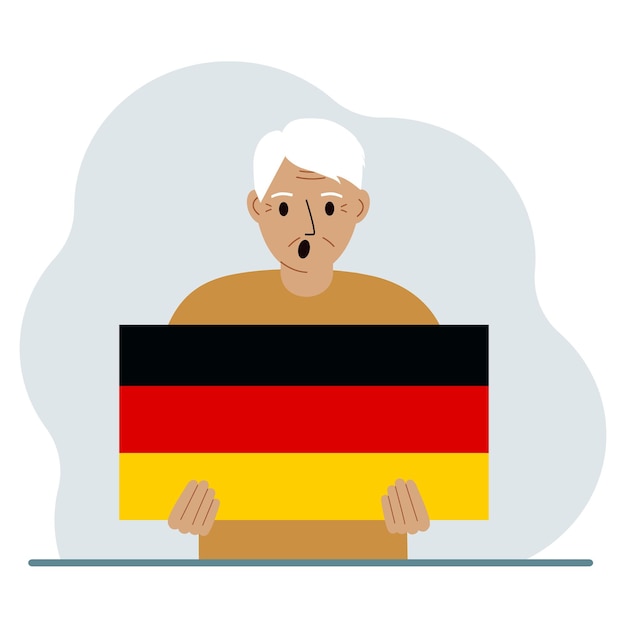 Surprised Man Holding German Flag in Patriotic Display | Jiffy Designs