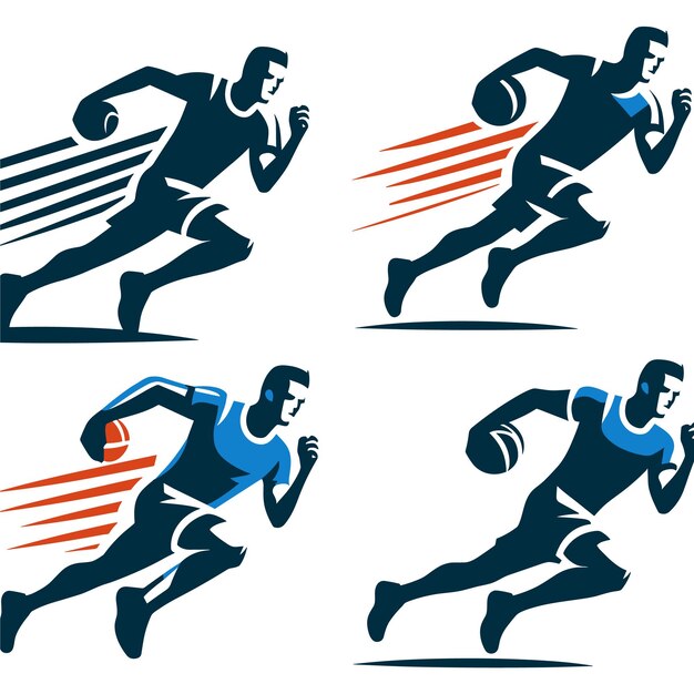 Dynamic Running Figures in Vibrant Silhouette Designs | Jiffy Designs