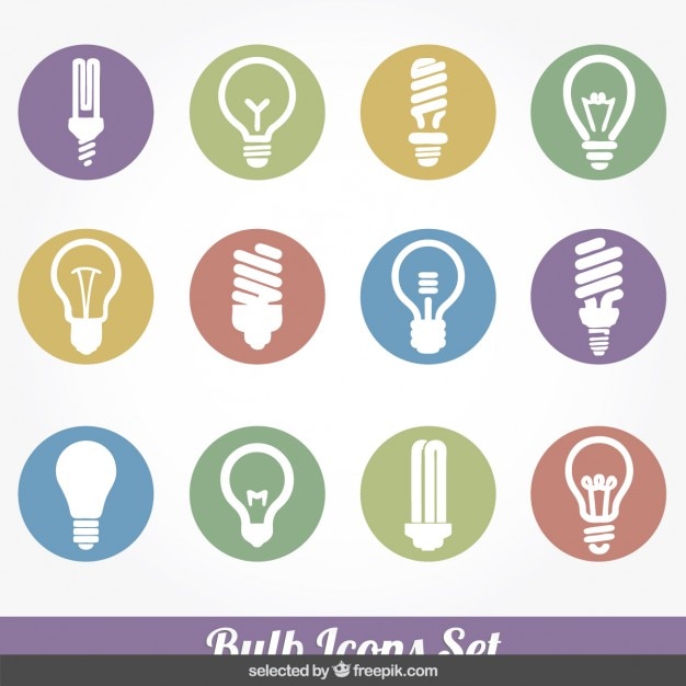 Vibrant Light Bulb Icons Collection with Vintage Color Palette | Jiffy ...